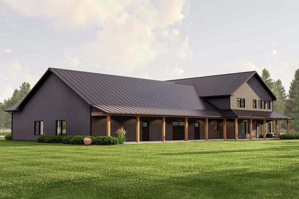 Multi-Generational Barndo-Style House Plan with Massive Connecting ...