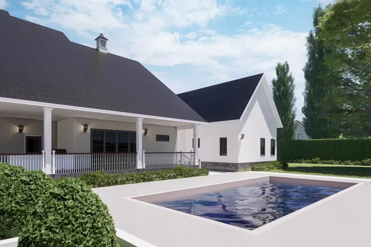 Exclusive Modern Farmhouse Plan with Large Vaulted Porch and Porte ...