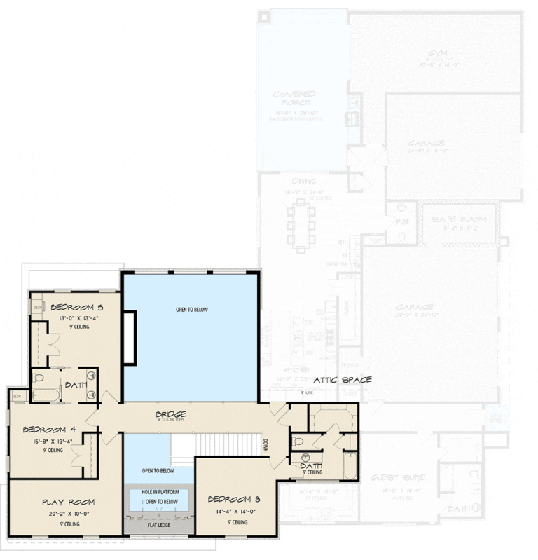 Contemporary Country Home Plan with Main-floor Master Suite and Gym ...