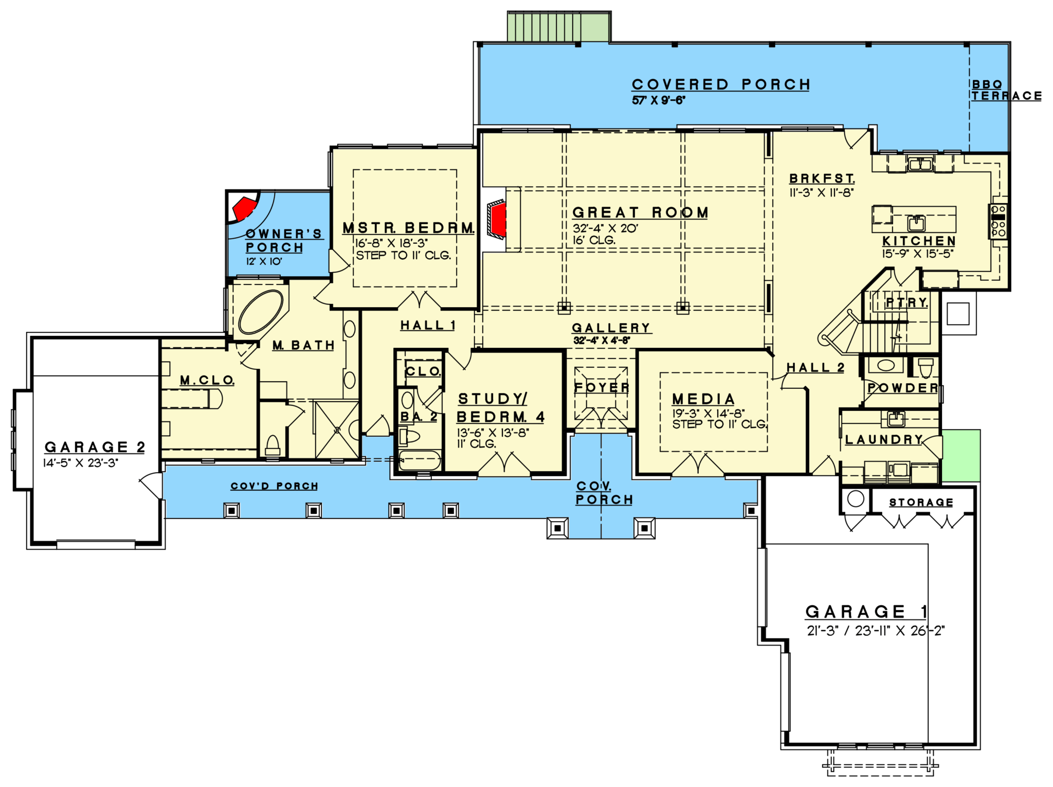 2-Story Hill Country Home Plan with Large Covered Porches (Floor Plan ...