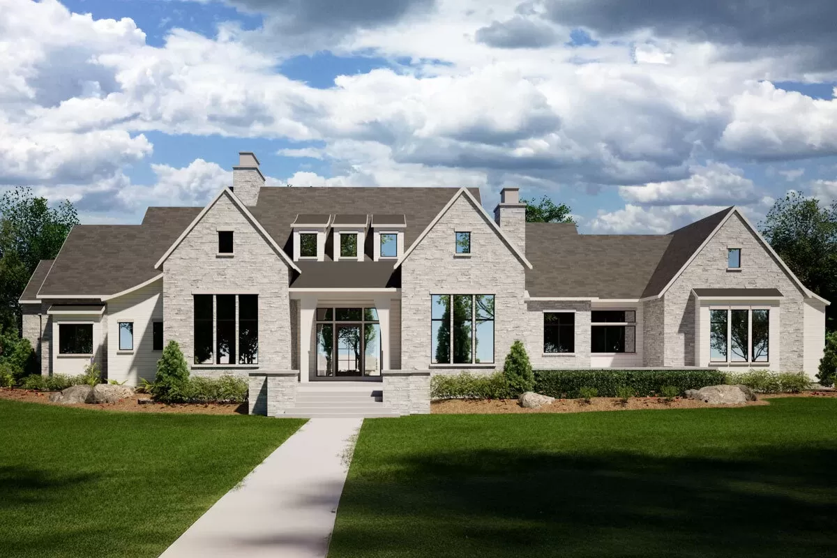 5 or 6-Bedroom Contemporary Single-Story House Plan with Vaulted Great ...
