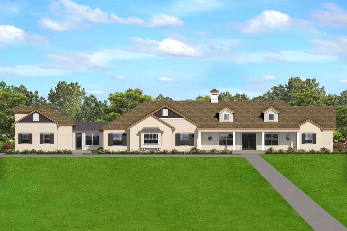 One-Level Traditional Home Plan with 10-Foot Ceilings (Floor Plan ...
