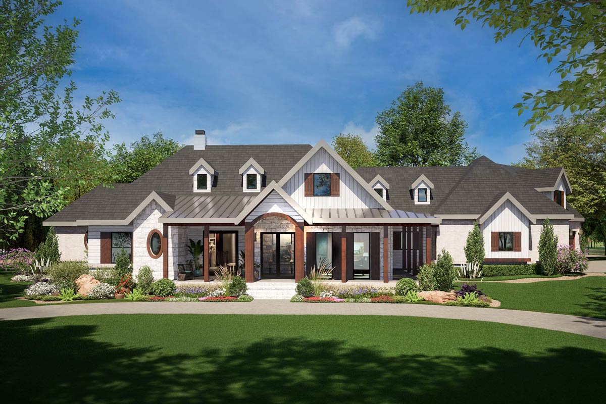 3-Bed Country Craftsman House Plan with Game Room Over Garage - 3814 Sq Ft (Floor Plan) - Luxe ...