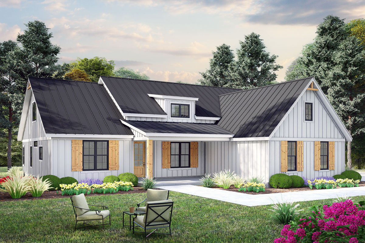 3-Bed Country Farmhouse Plan with Optional Garage Bay Addition - 2227 ...
