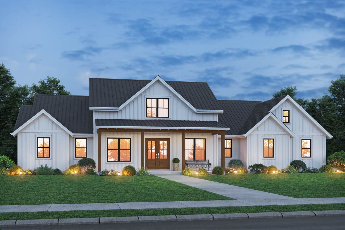 3-Bed Modern Farmhouse Plan with Bonus Room Above - 2671 Sq Ft (Floor ...