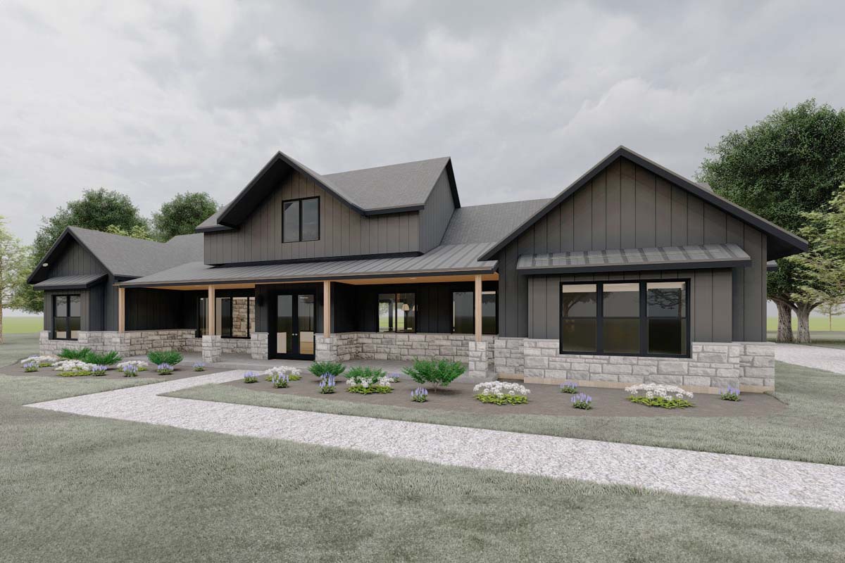One-Story Modern Farmhouse Plan with 2-Car Side-Entry Garage - 3305 Sq ...
