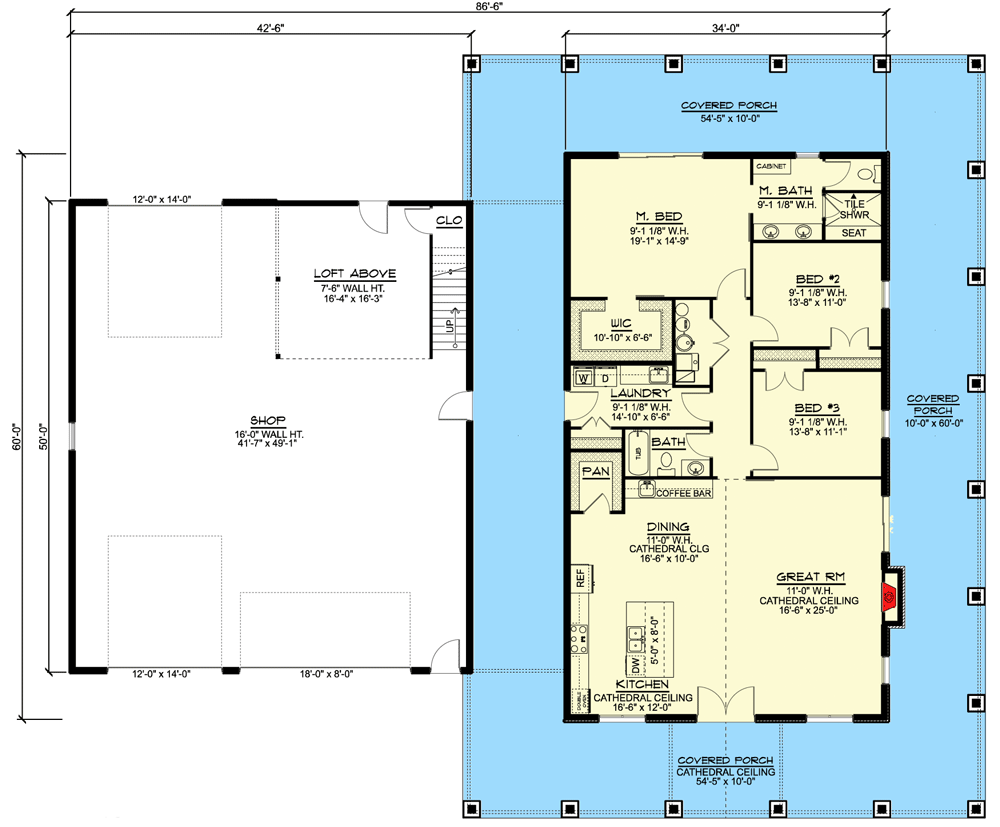 2000 Square Foot Farmhouse-Inspired Barndominium-Style House Plan with ...