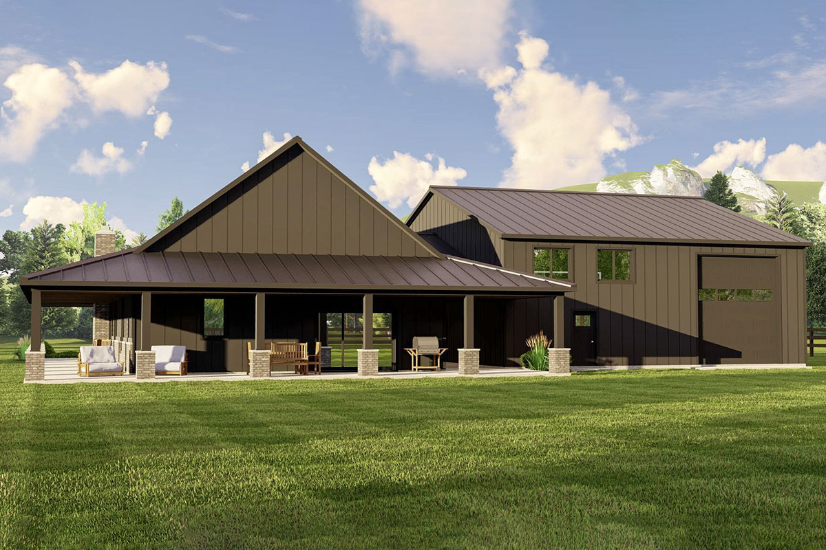2000 Square Foot Farmhouse-Inspired Barndominium-Style House Plan with ...