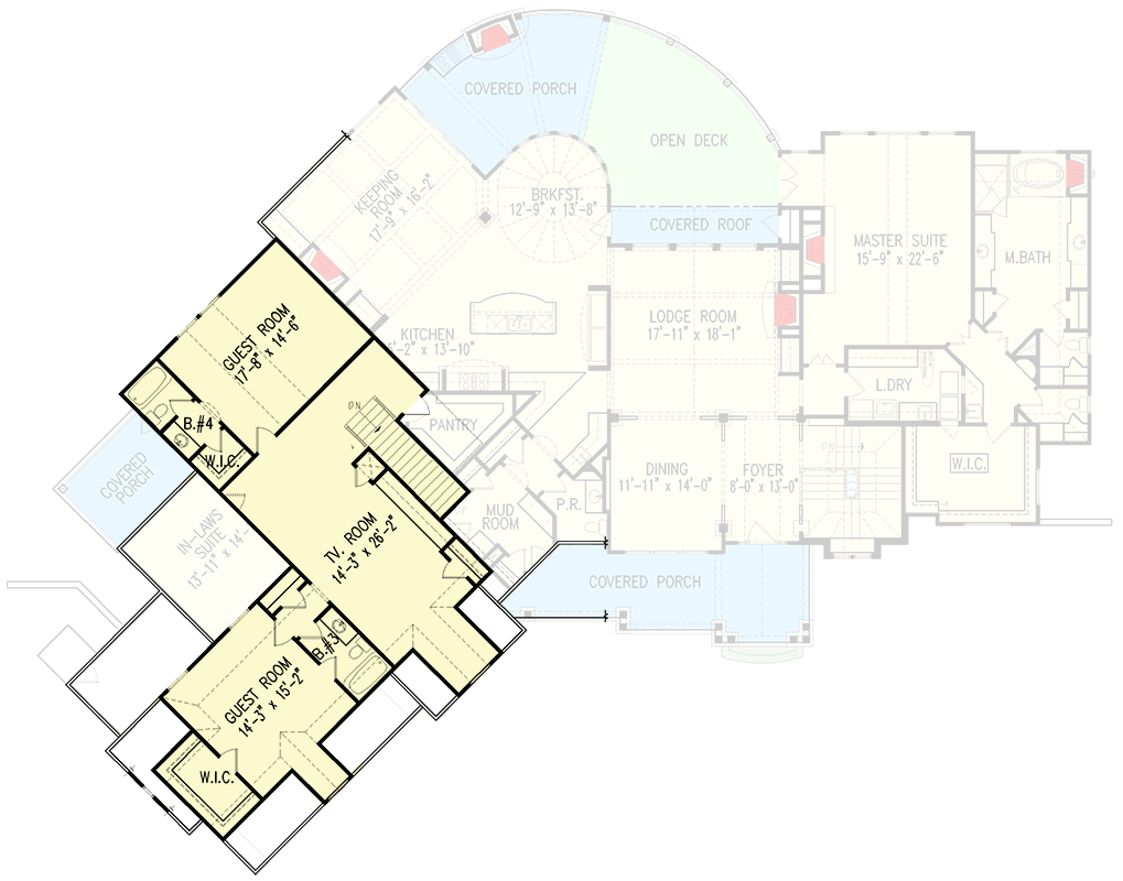 5,000 Square Foot Rustic Mountain Home Plan with Angled Garage (Floor ...