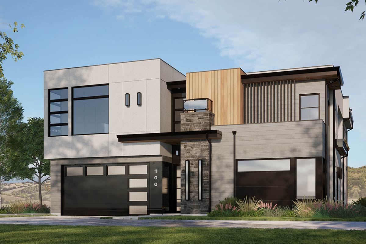 Two-Story Contemporary House Plan with Roof Top Deck - 4380 Sq Ft ...