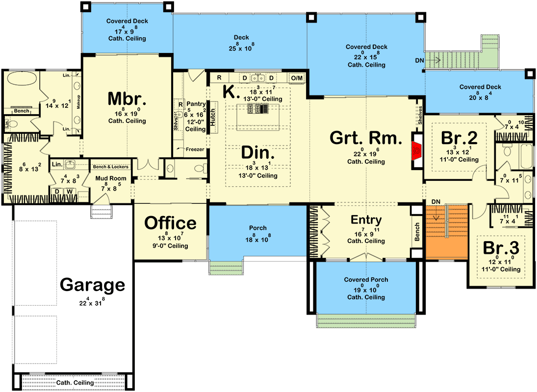Contemporary Scandinavian Lake House Plan with Master on Main, 3-Car ...