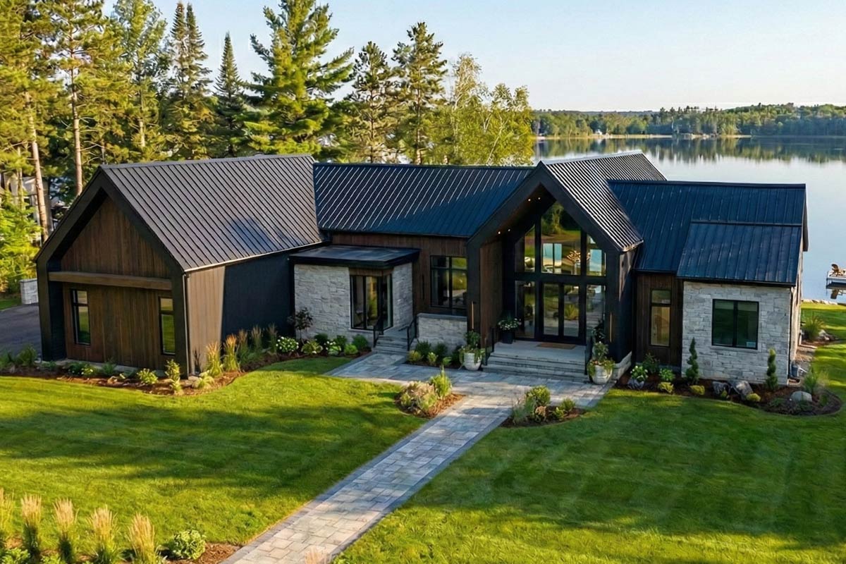Contemporary Scandinavian Lake House Plan with Master on Main, 3-Car ...