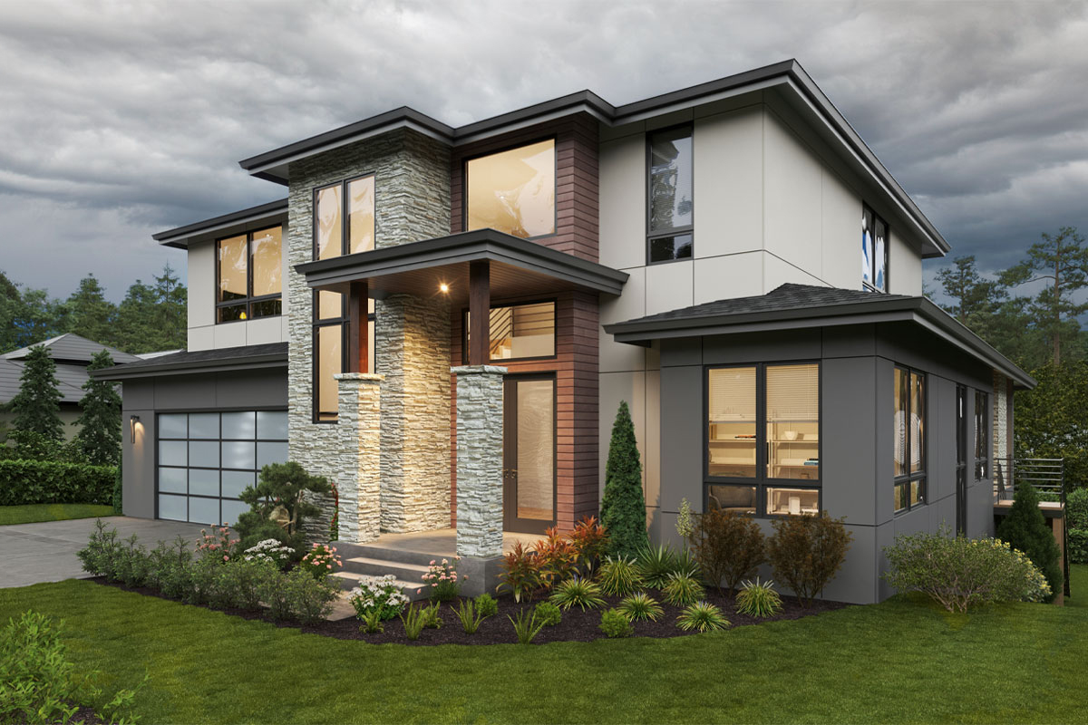 Modern House Plan with Front-Entry and Rear Drive-Under Garages - 6014 ...